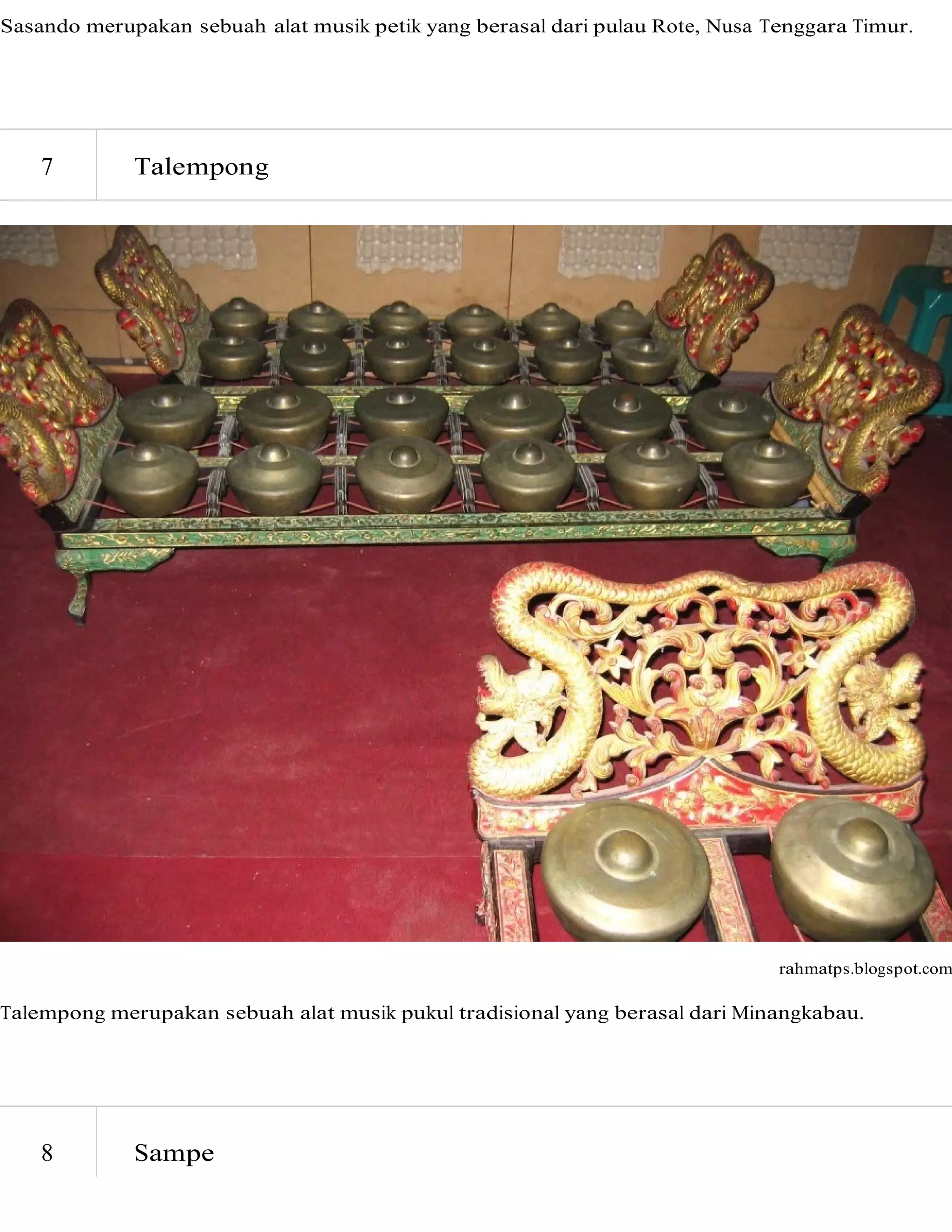 11 alat musik tradisional di indonesia beserta asal daerahnya | PDF