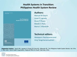 APO The Philippines Health System Review (Health in Transition) | PPTX