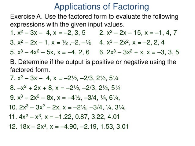 11 applications of factoring