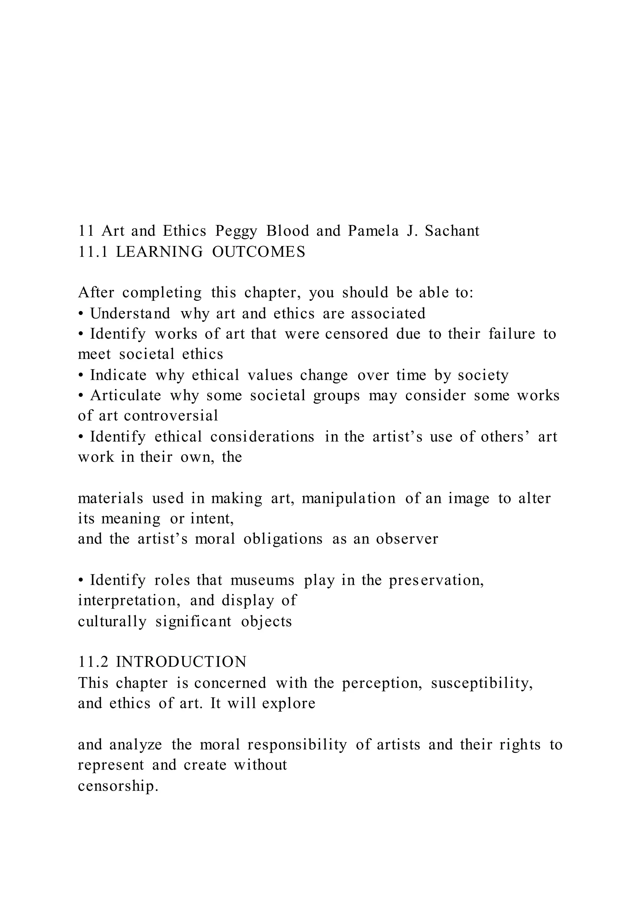 11 Art and Ethics Peggy Blood and Pamela J. Sachant 11 | DOCX