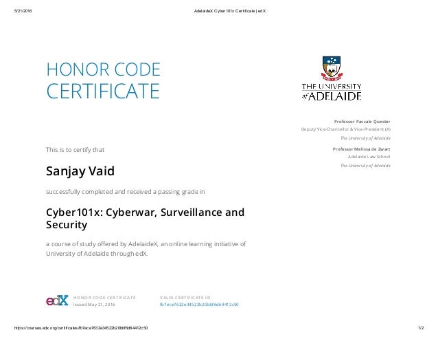 AdelaideX Cyber101x Certificate _ edX