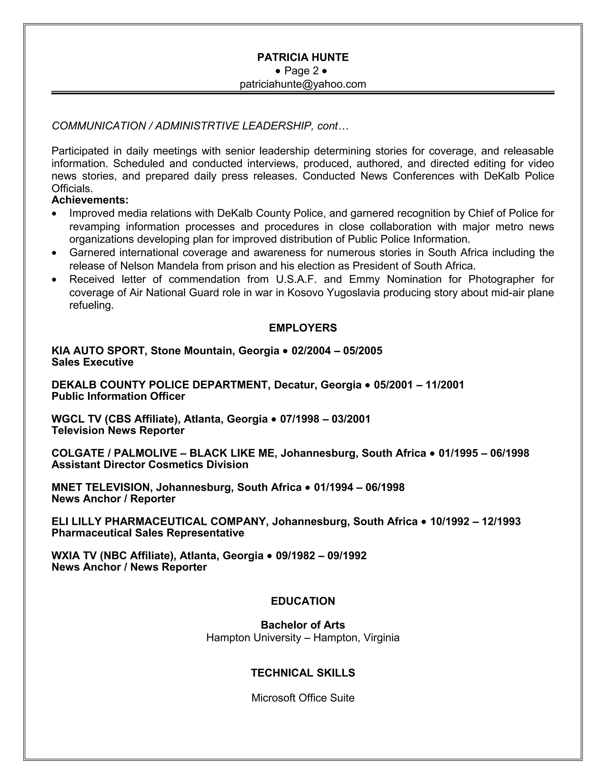 Patricia Hunte's Resume | DOC