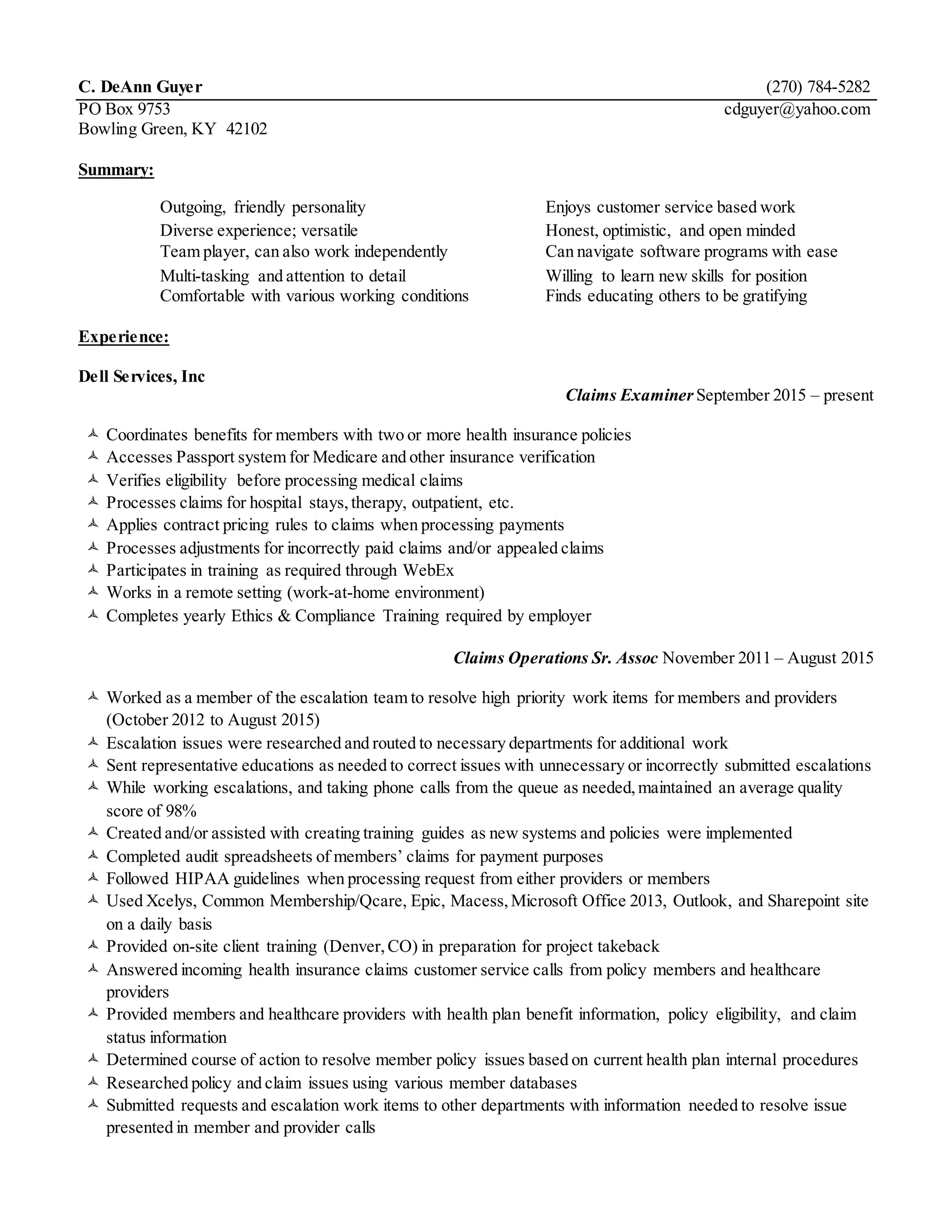 C. DeAnn Guyer resume | DOCX