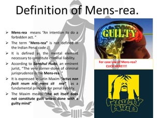 Presentation on Mens-rea | PPTX