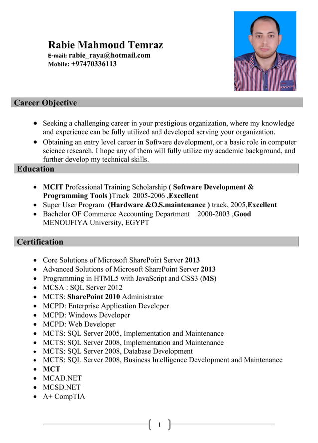 Rabie_temraz_CV (SharePoint) | PDF