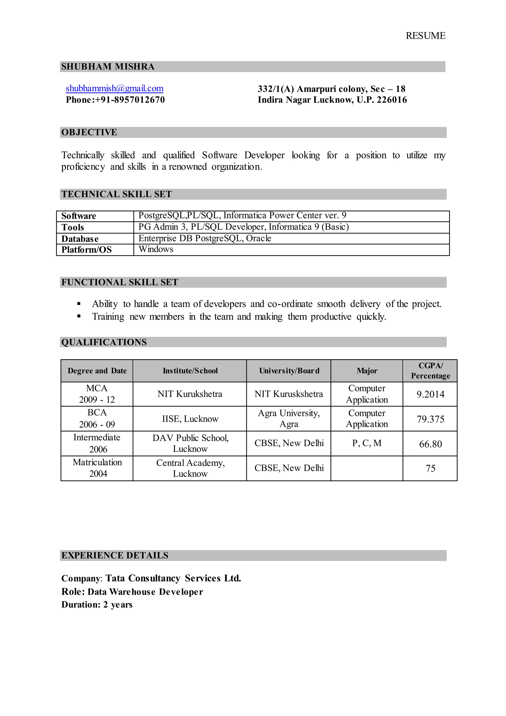 Shubham_Mishra_Resume | PDF