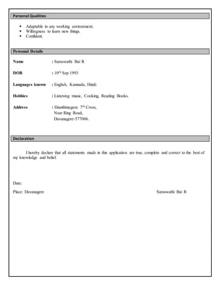 Saru Resume | DOCX | Programming Languages | Computing