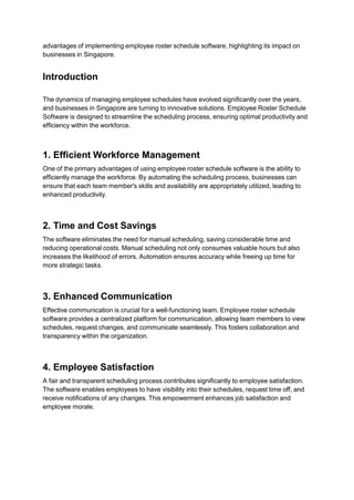 11 Benefits of Employee Roster Schedule Software in Singapore | PDF