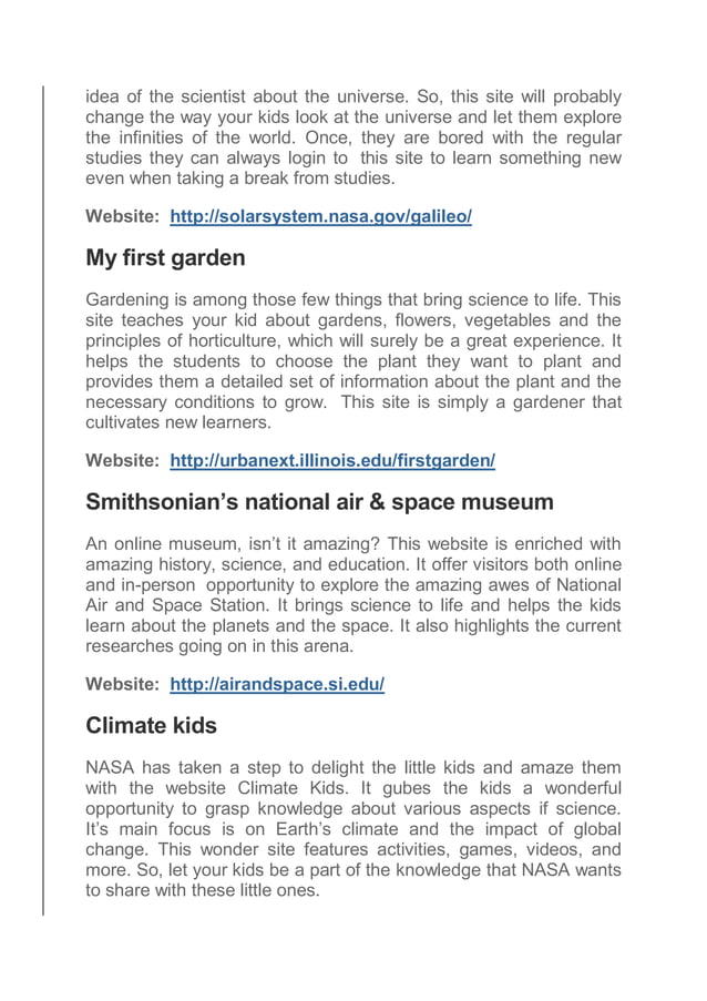 11 best science website for kids | PDF | Science