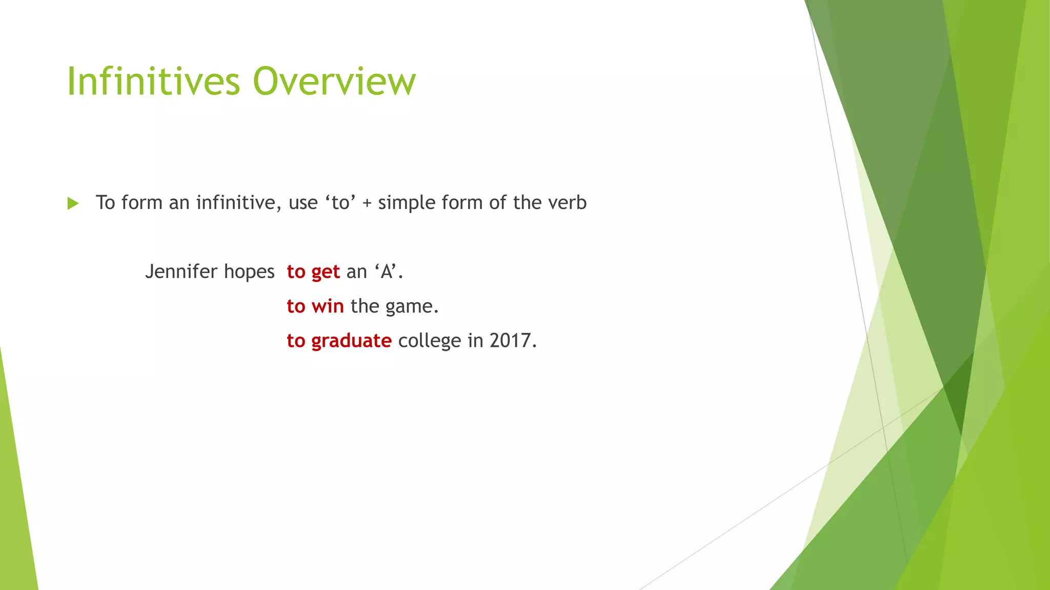 11B Infinitives Overview | PPT