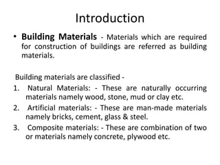 Building Materials and construction technology | PPTX