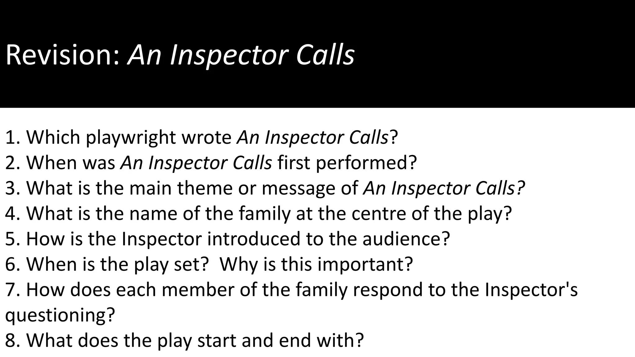 An Inspector Calls revision materials for GCSE | PPTX