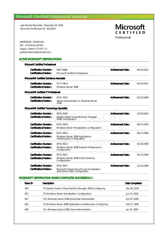 Microsoft certified Professional Transcript.PDF