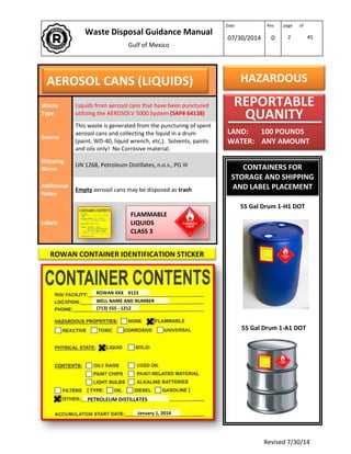 Rowan Waste Disposal manual rev 7-14-2014 (1) | PDF