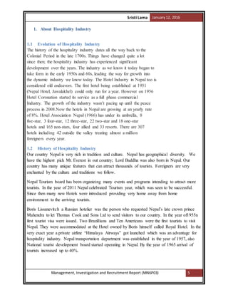 Report on the Hospitality Industry of Nepal | DOCX