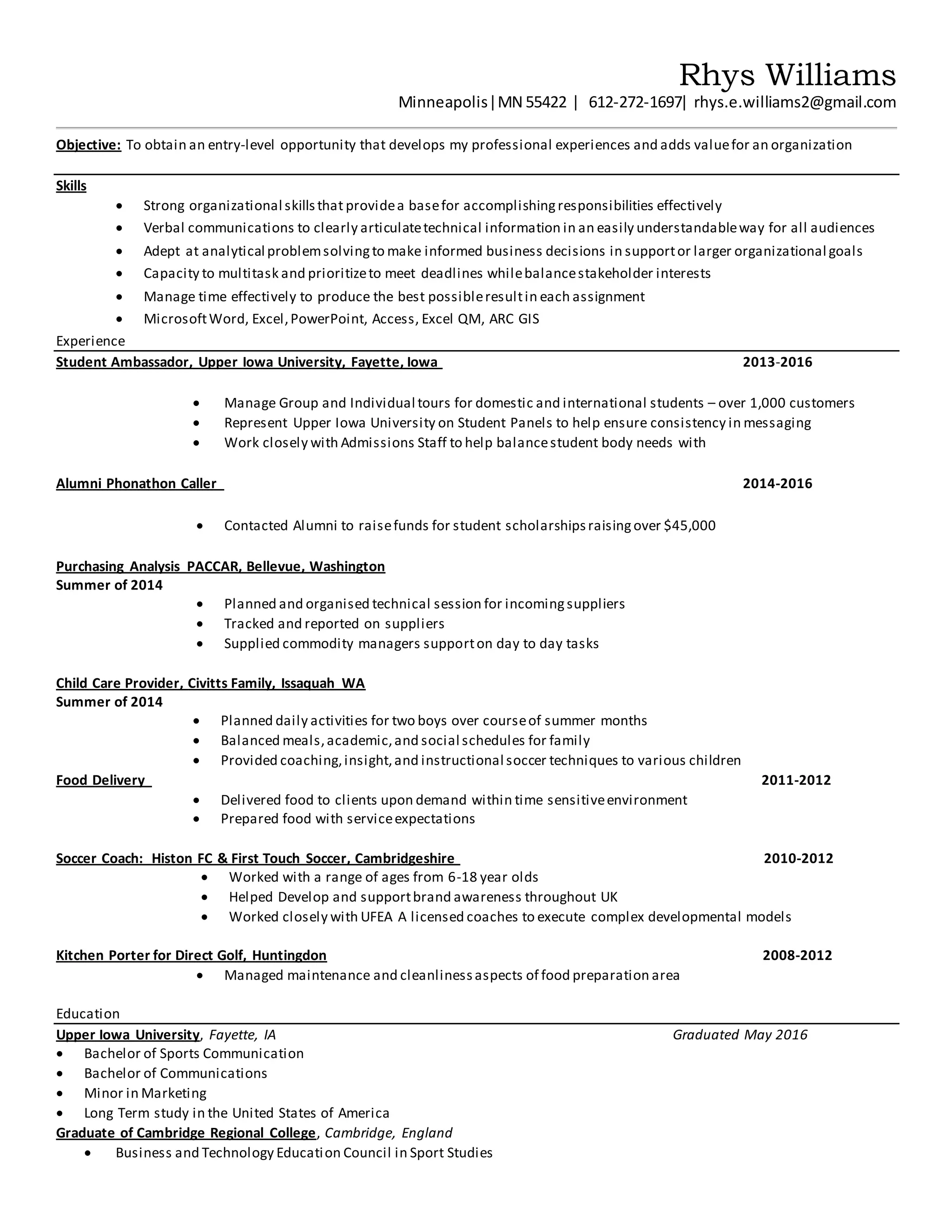 Rhys Williams resume | DOCX