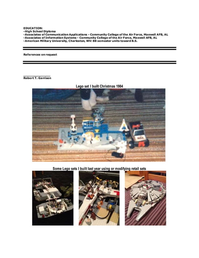 Garrison - Lego Resume | DOCX | Business | Business and Finance