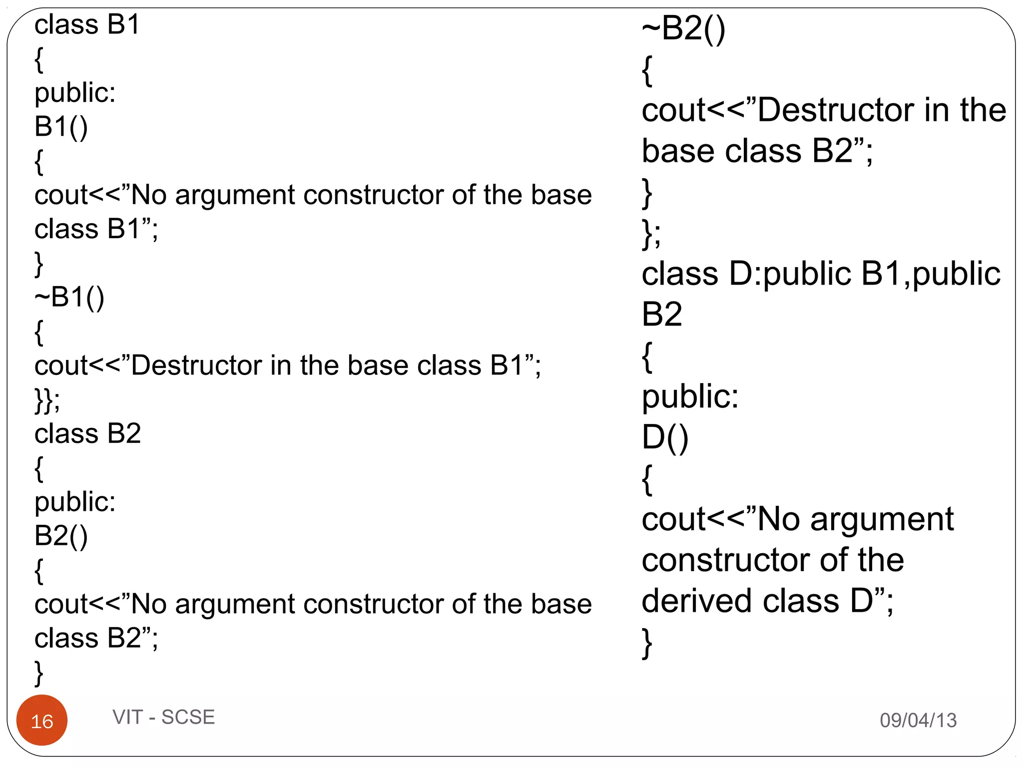 11 constructors in derived classes | PPT | Programming Languages | Computing