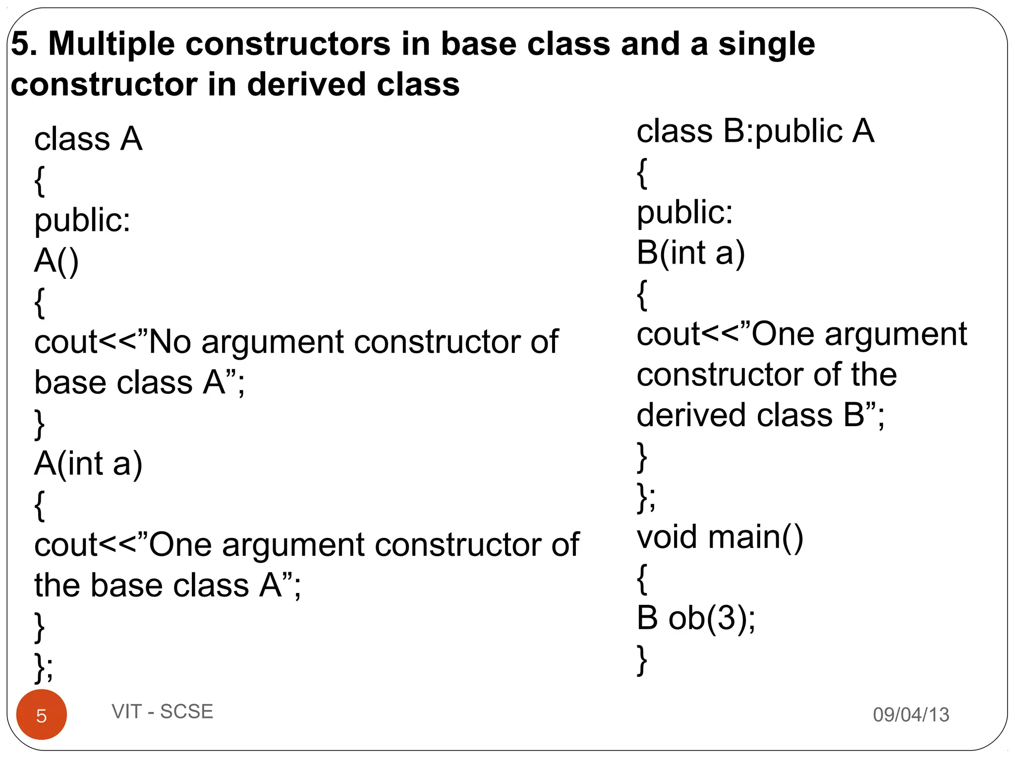 11 constructors in derived classes | PPT | Programming Languages | Computing