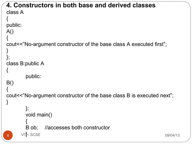 11 constructors in derived classes | PPT | Programming Languages | Computing