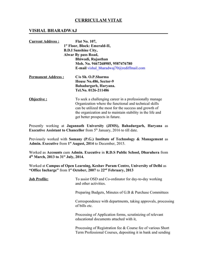 vishal, Resume