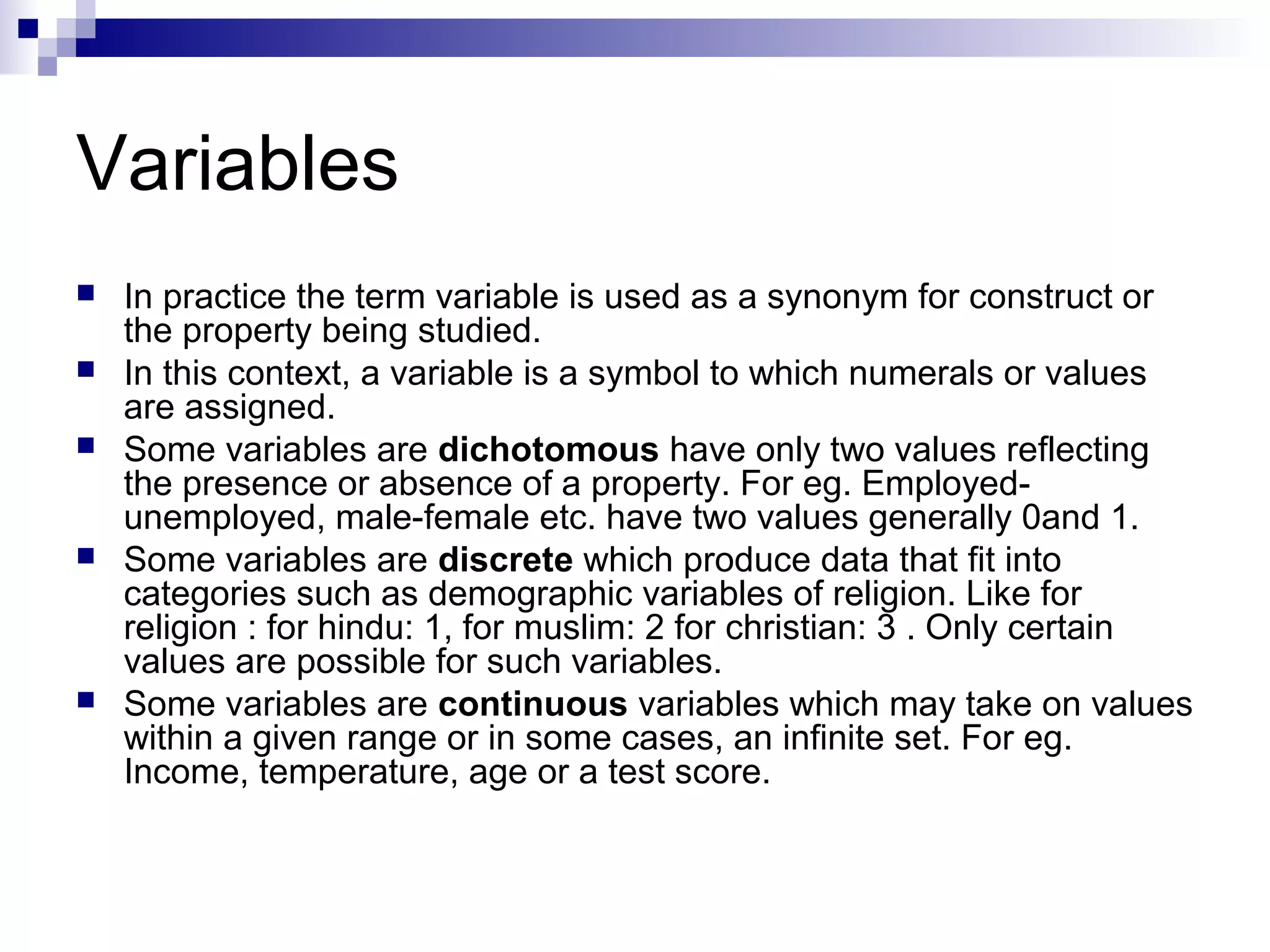 construct and variables in research methodology | PPT