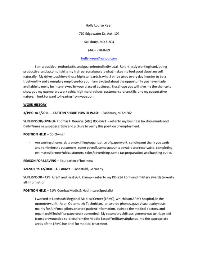 Holly Keen Most Updated Resume | PDF