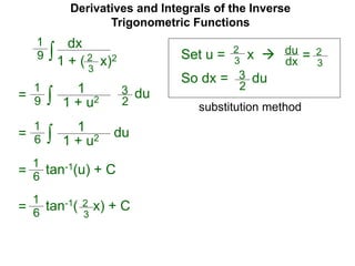 12 derivatives and integrals of inverse trigonometric functions x | PPTX