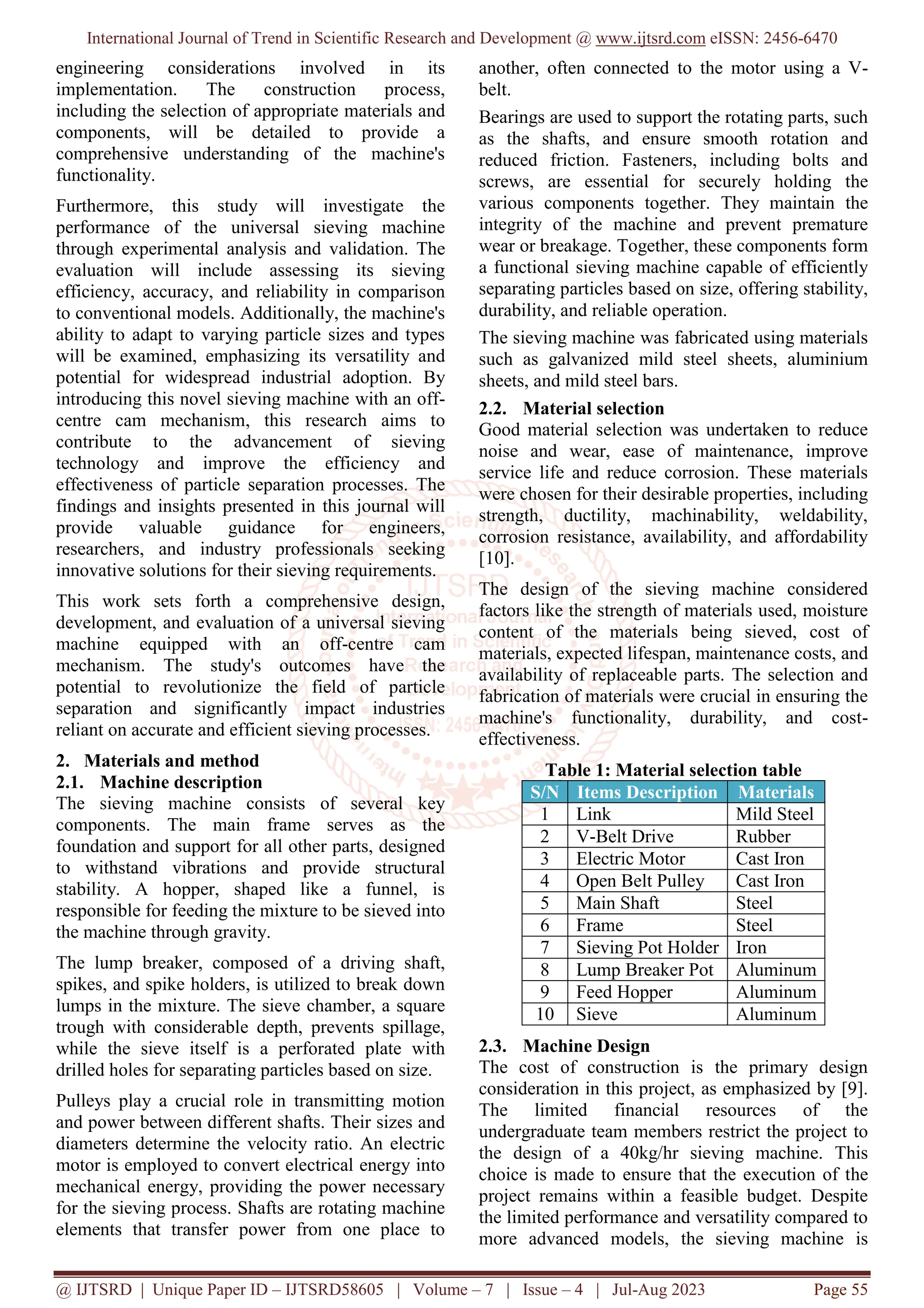 Design of a Universal Sieving Machine | PDF