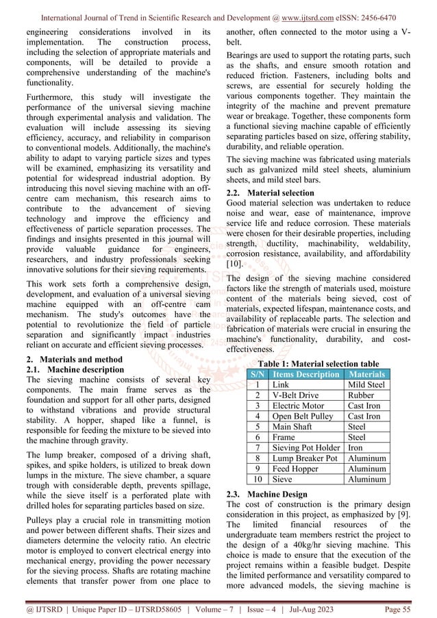 Design of a Universal Sieving Machine | PDF