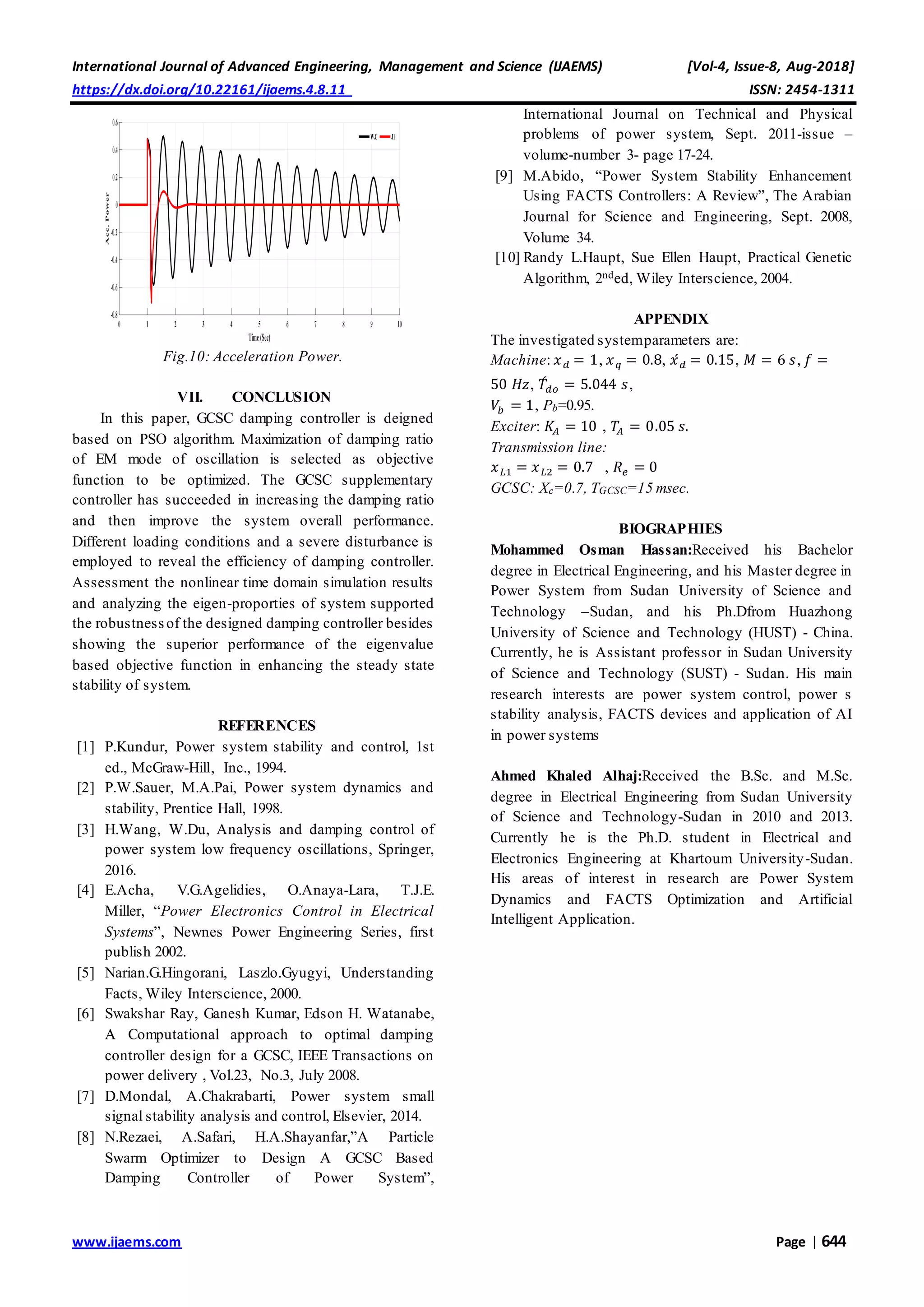 Design of GCSC Stabilizing Controller for Damping Low Frequency Oscillations | PDF