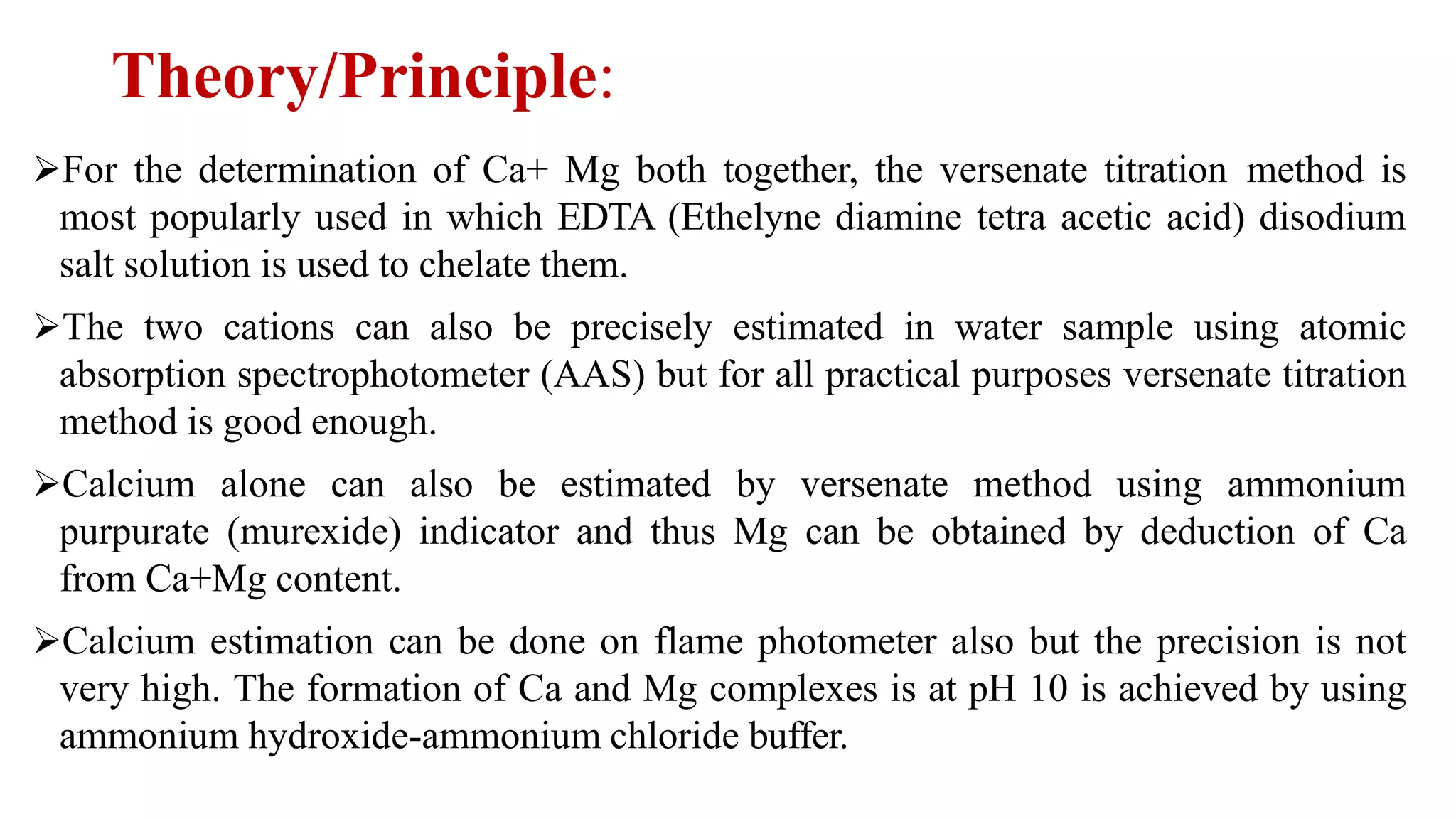 Determination of calcium and magnecium in water sample | PDF