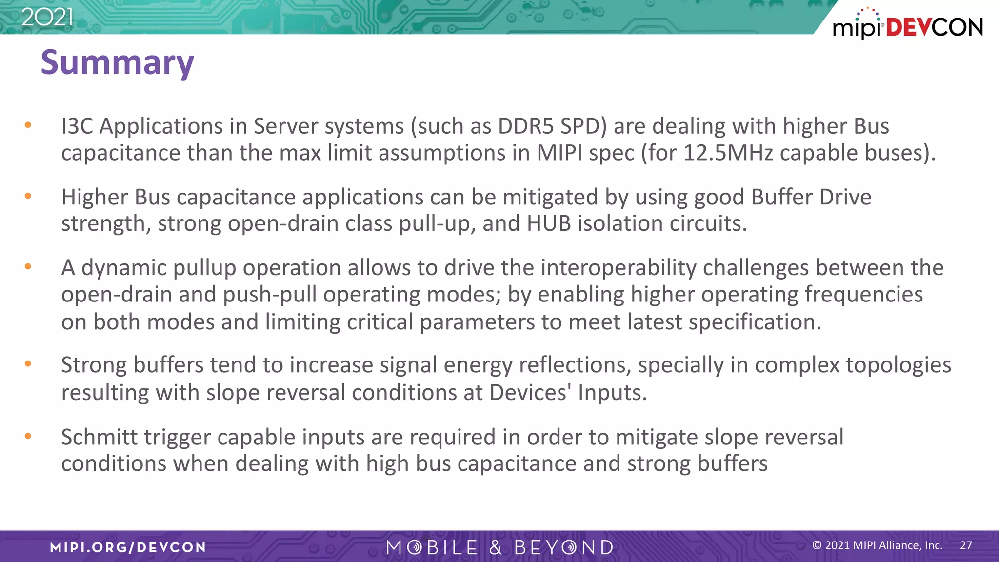 MIPI DevCon 2021: MIPI I3C Signal Integrity Challenges on DDR5-based Server Platform Solutions | PDF