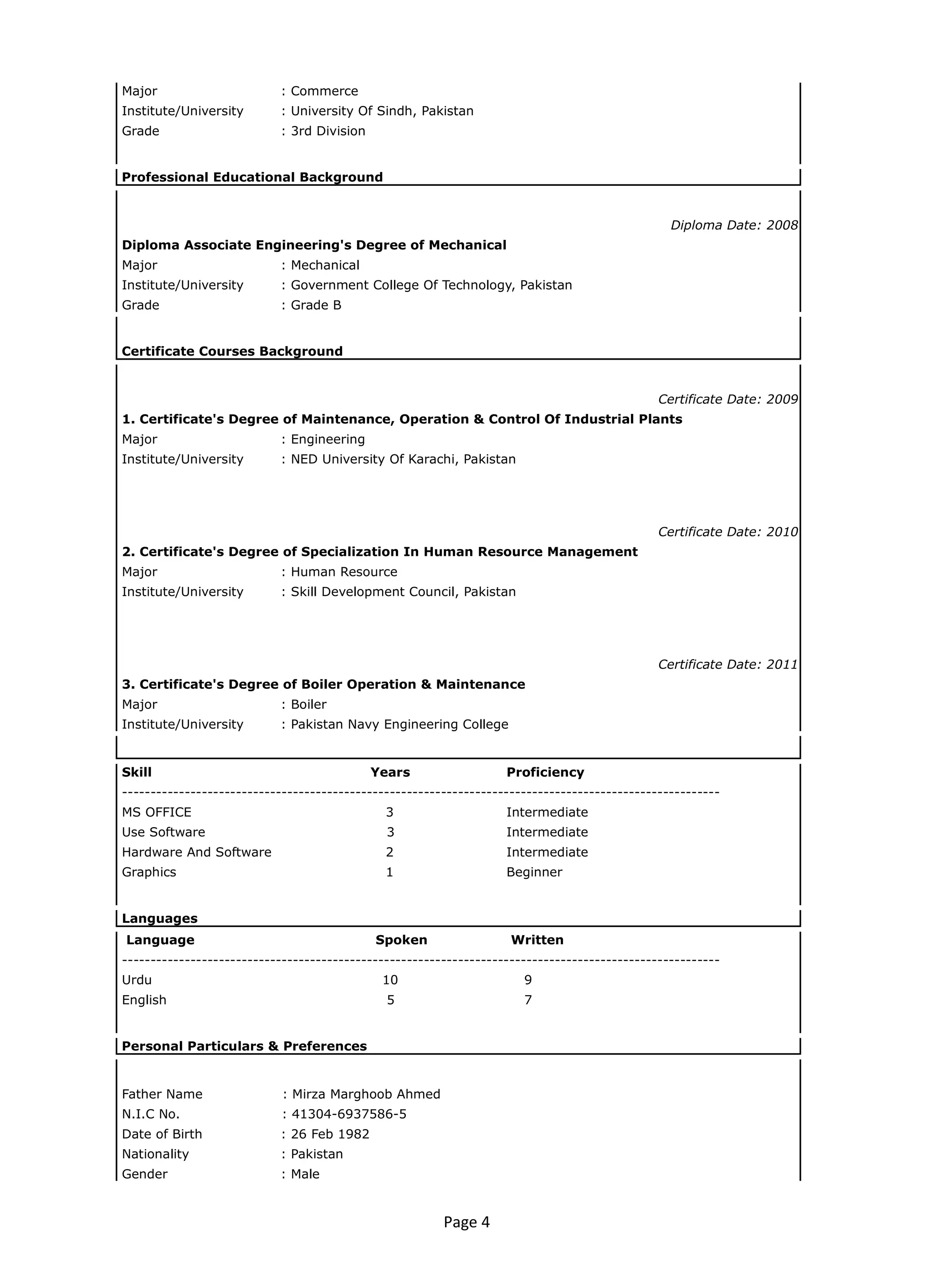 MIRZA ADEEL BAIG SGS CV RTF Format | PDF
