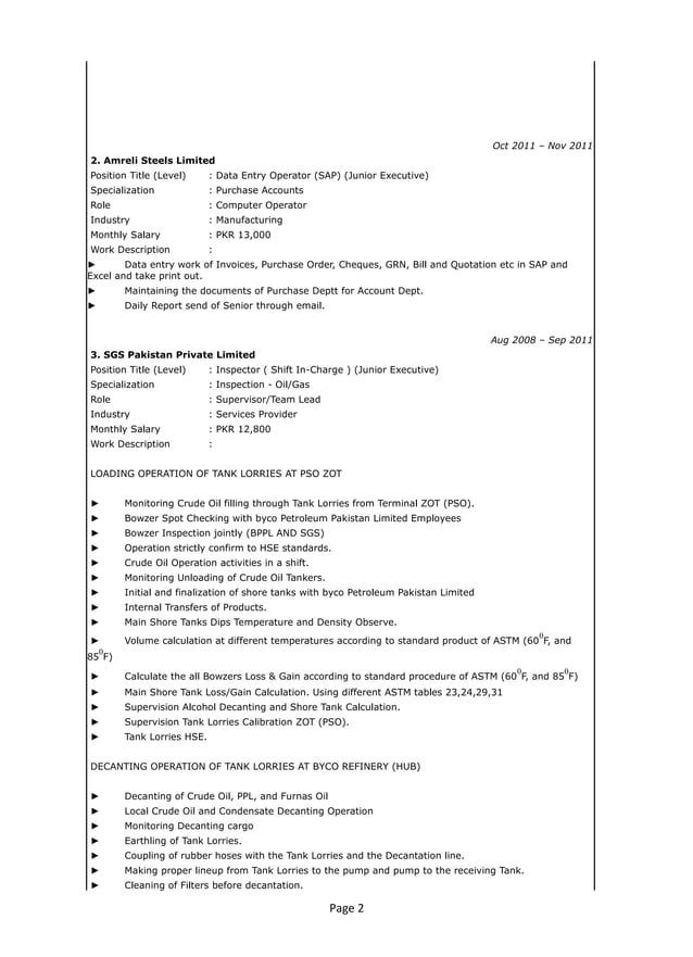 MIRZA ADEEL BAIG SGS CV RTF Format | PDF
