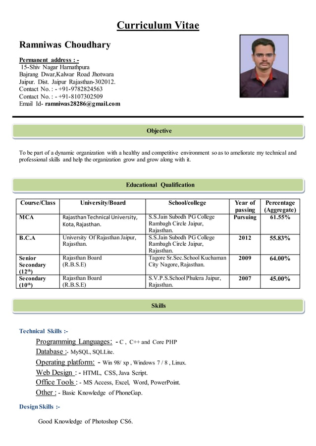 Ramniwas CV | DOCX | Programming Languages | Computing