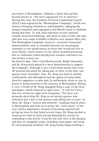 11Dr. Martin Luther King Jr. and His Letter From the.docx