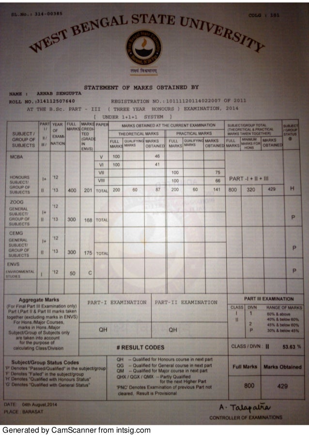 B. Sc. final year result