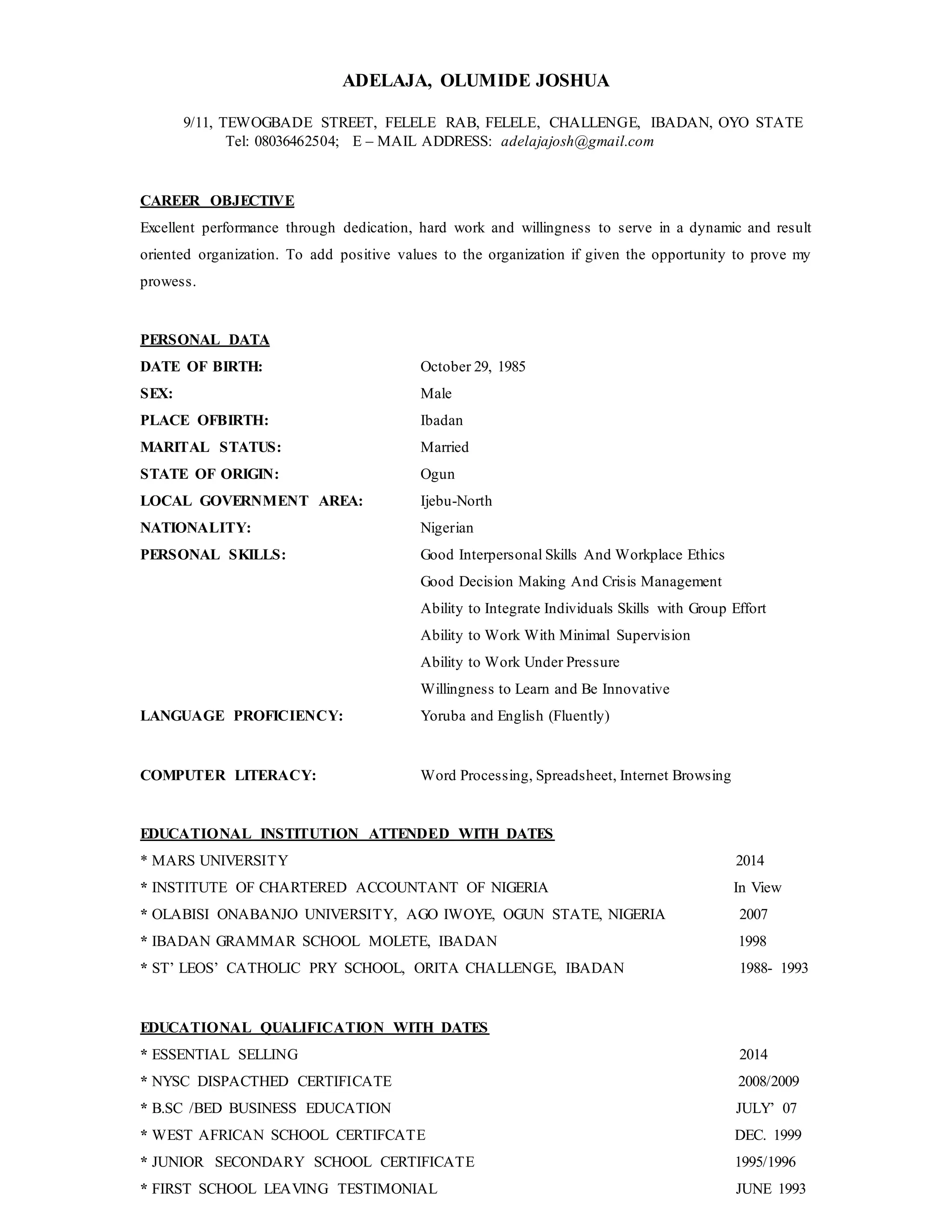 ADELAJA OLUMIDE JOSHUA | PDF