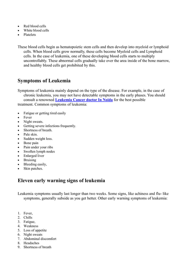 11 early symptoms for leukaemia Cancer.ppt