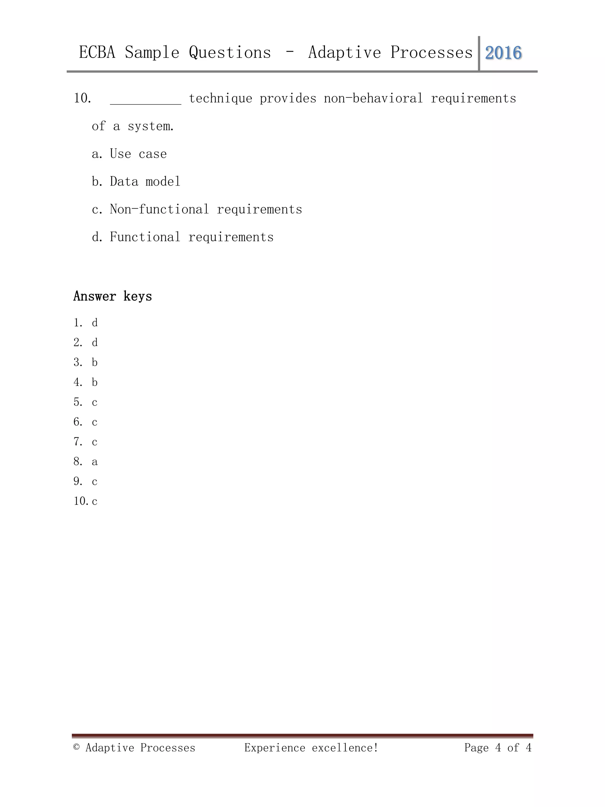 Free ECBA Questions | PDF