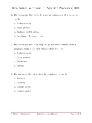 Free ECBA Questions | PDF