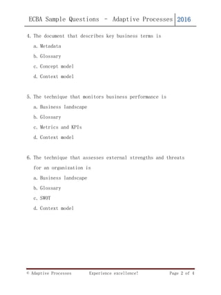 Free ECBA Questions | PDF