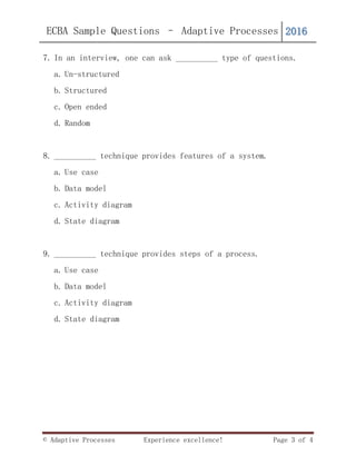 Free ECBA Questions | PDF