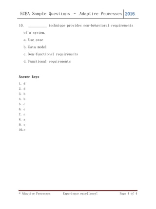Free ECBA Questions | PDF