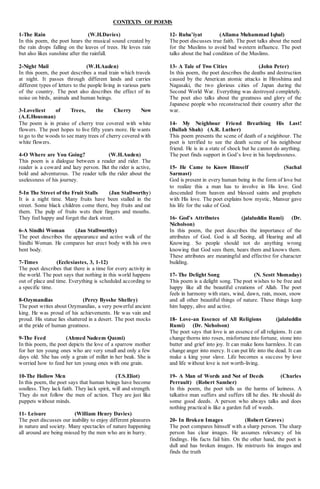 11 english poems contexts | DOCX