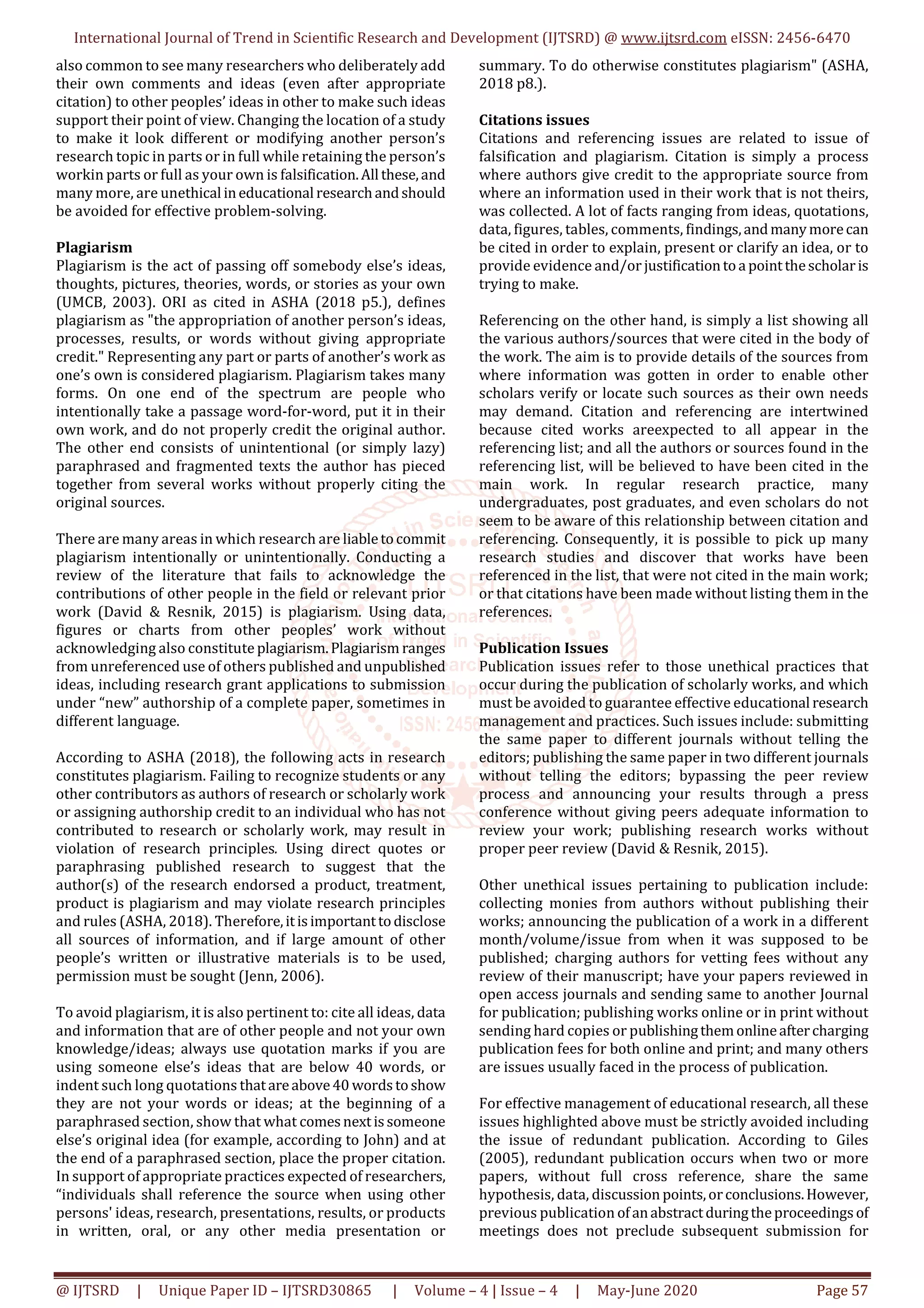 Ethical Issues in Educational Research Management and Practice | PDF