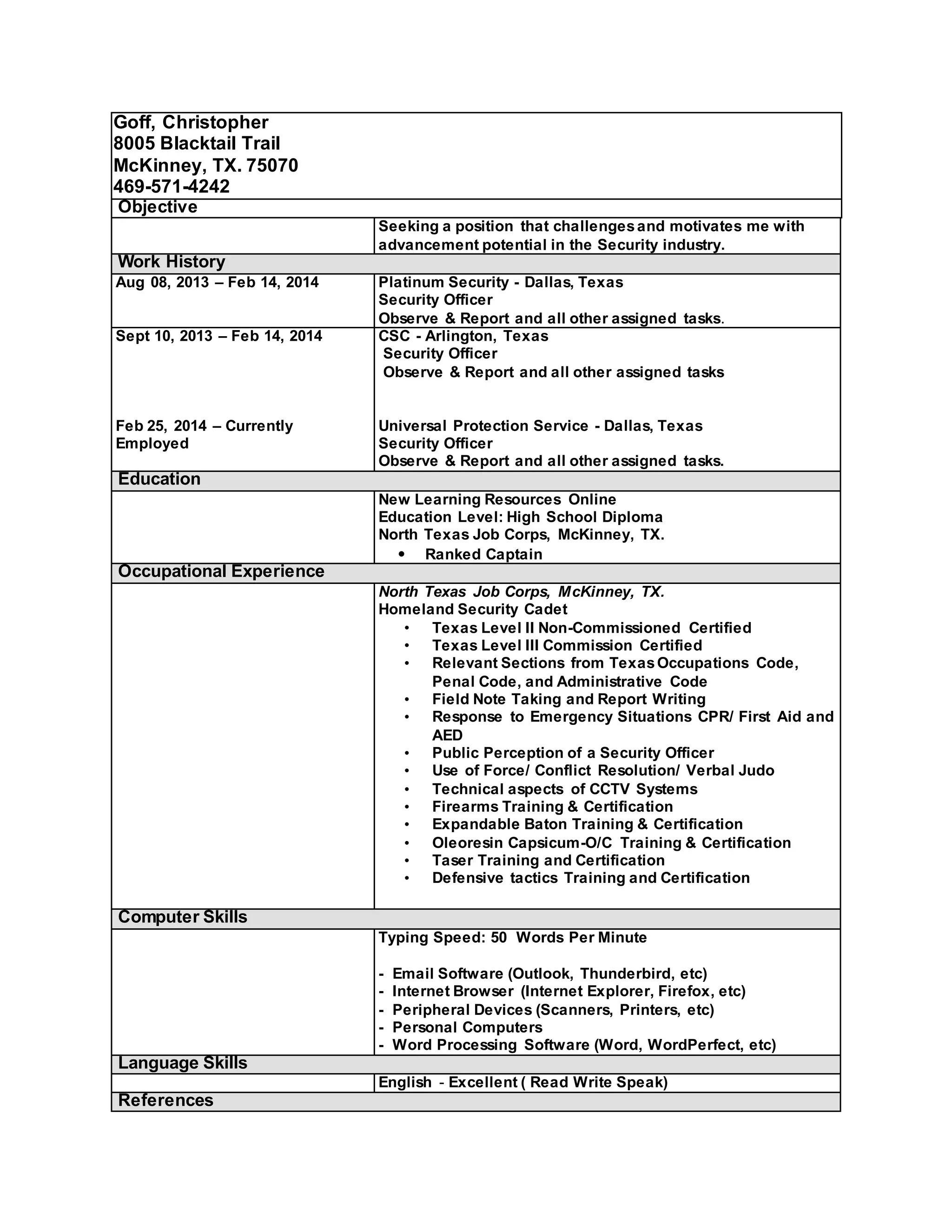 christopher goff resume | DOCX