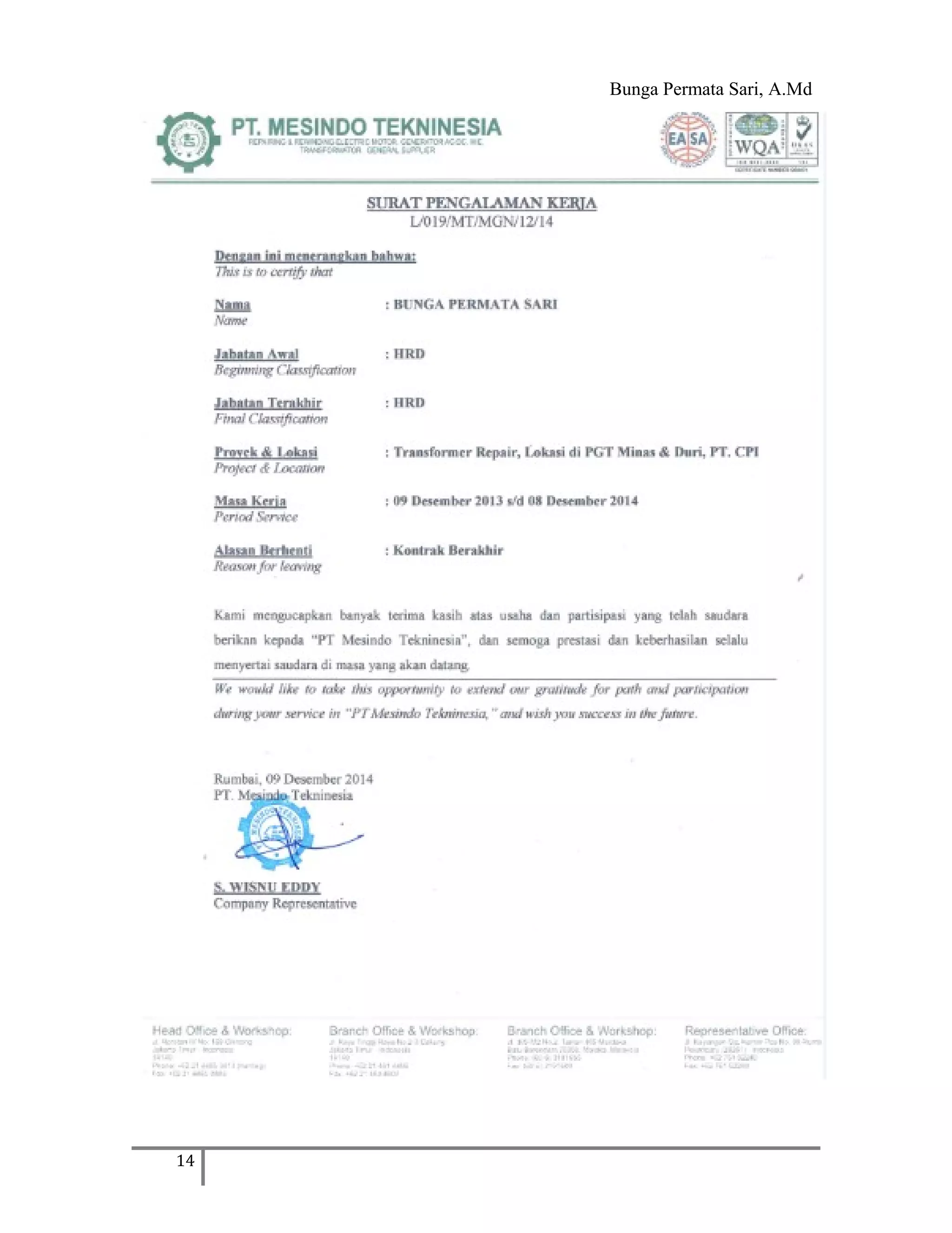 CV Bunga Permata Sari | DOC