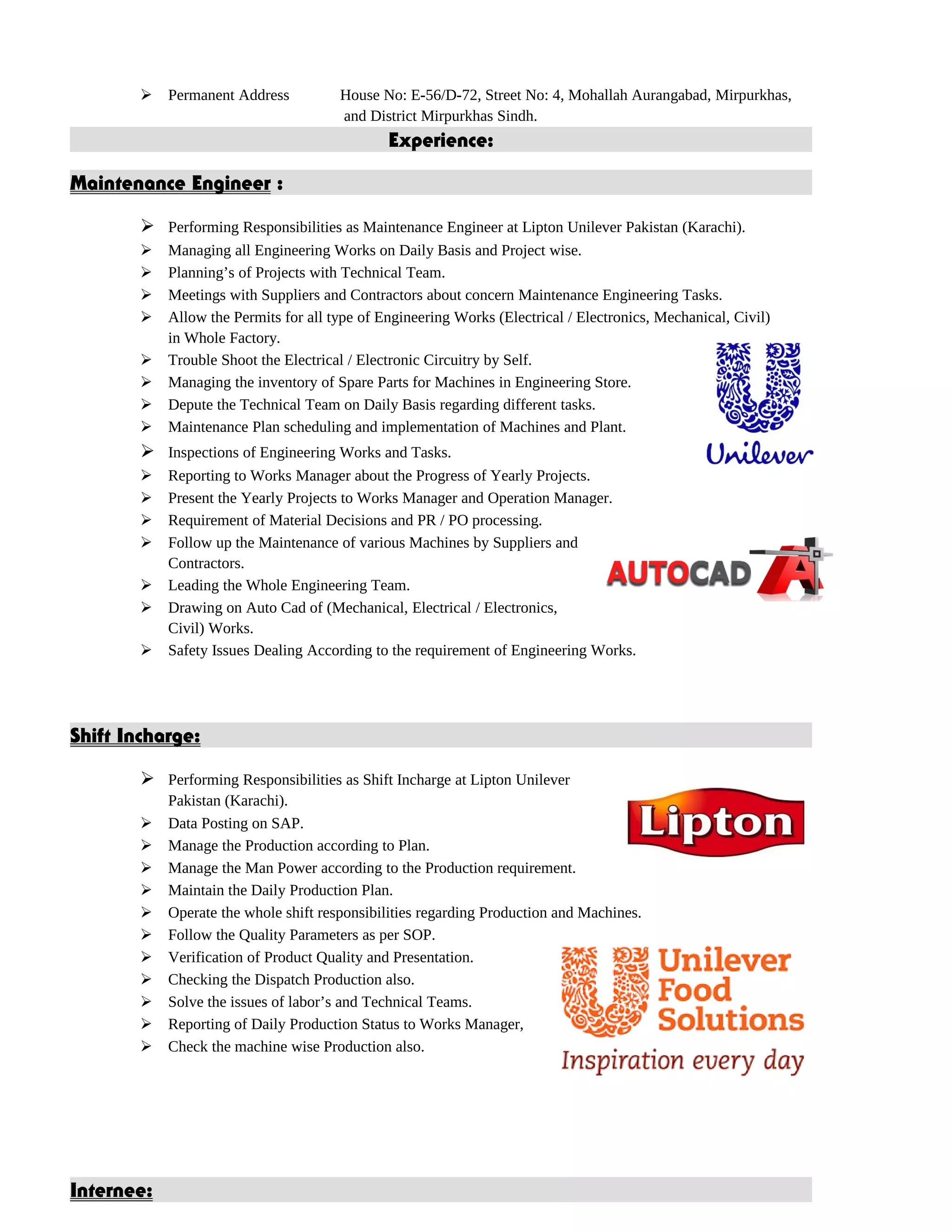 RANA WAQAR CV Karachi Updated 2016 | DOC